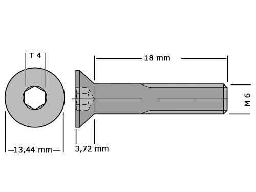 Verzonken bout met binnenzeskant DIN 7991 / ISO 10642 M6x18 RVS A2 ...